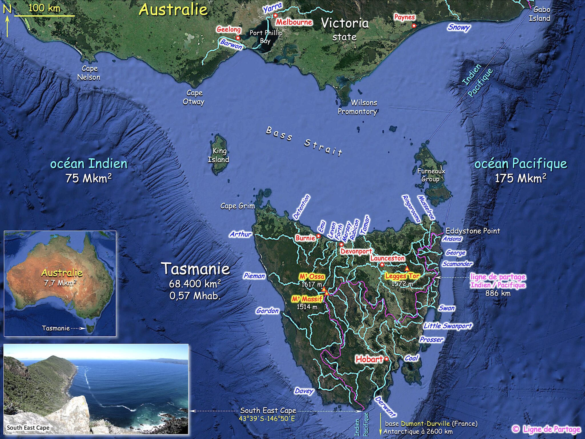 Géographie de la Tasmanie – Ligne de Partage