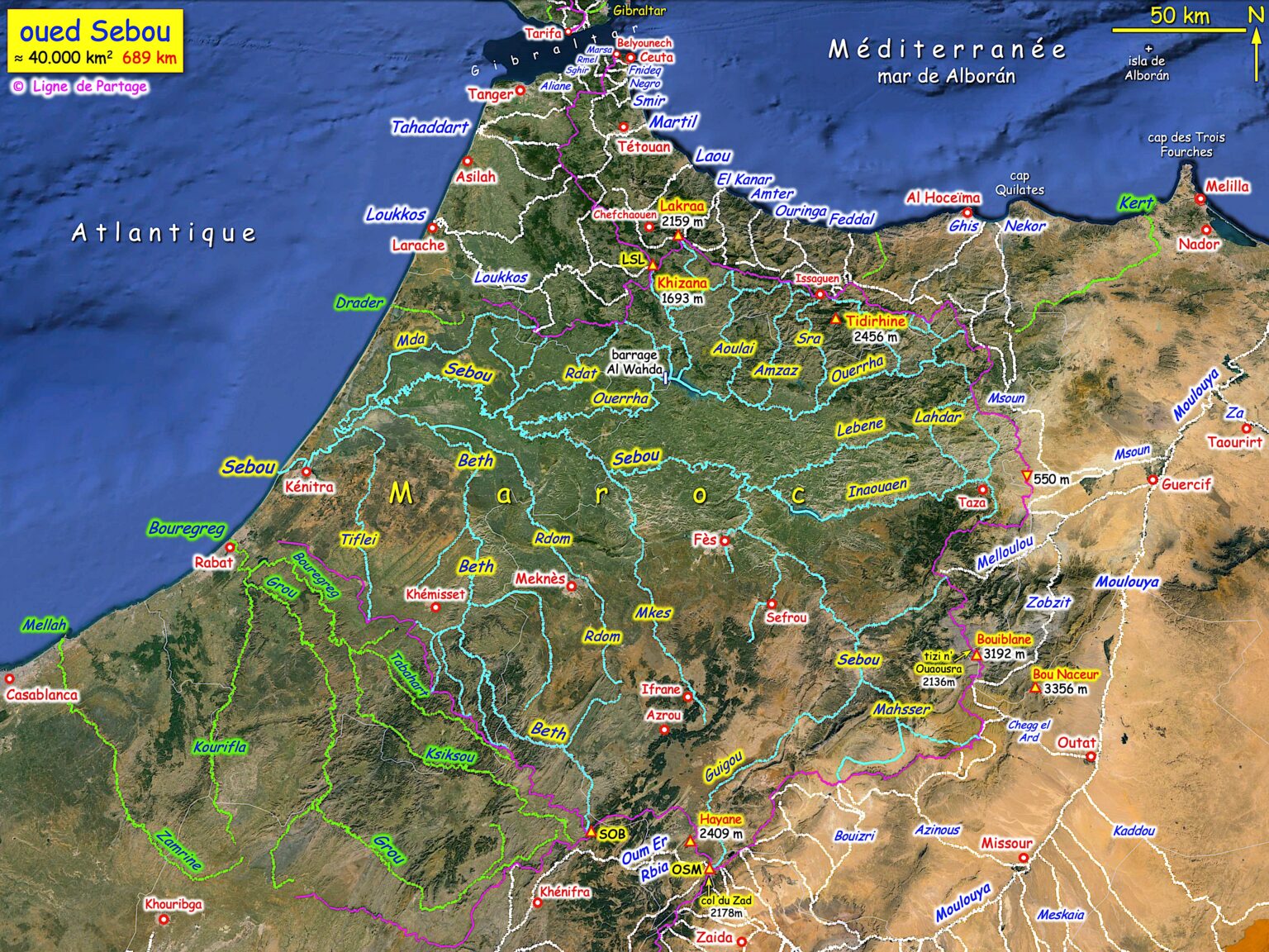 Bassin de l’oued Sebou – Ligne de Partag